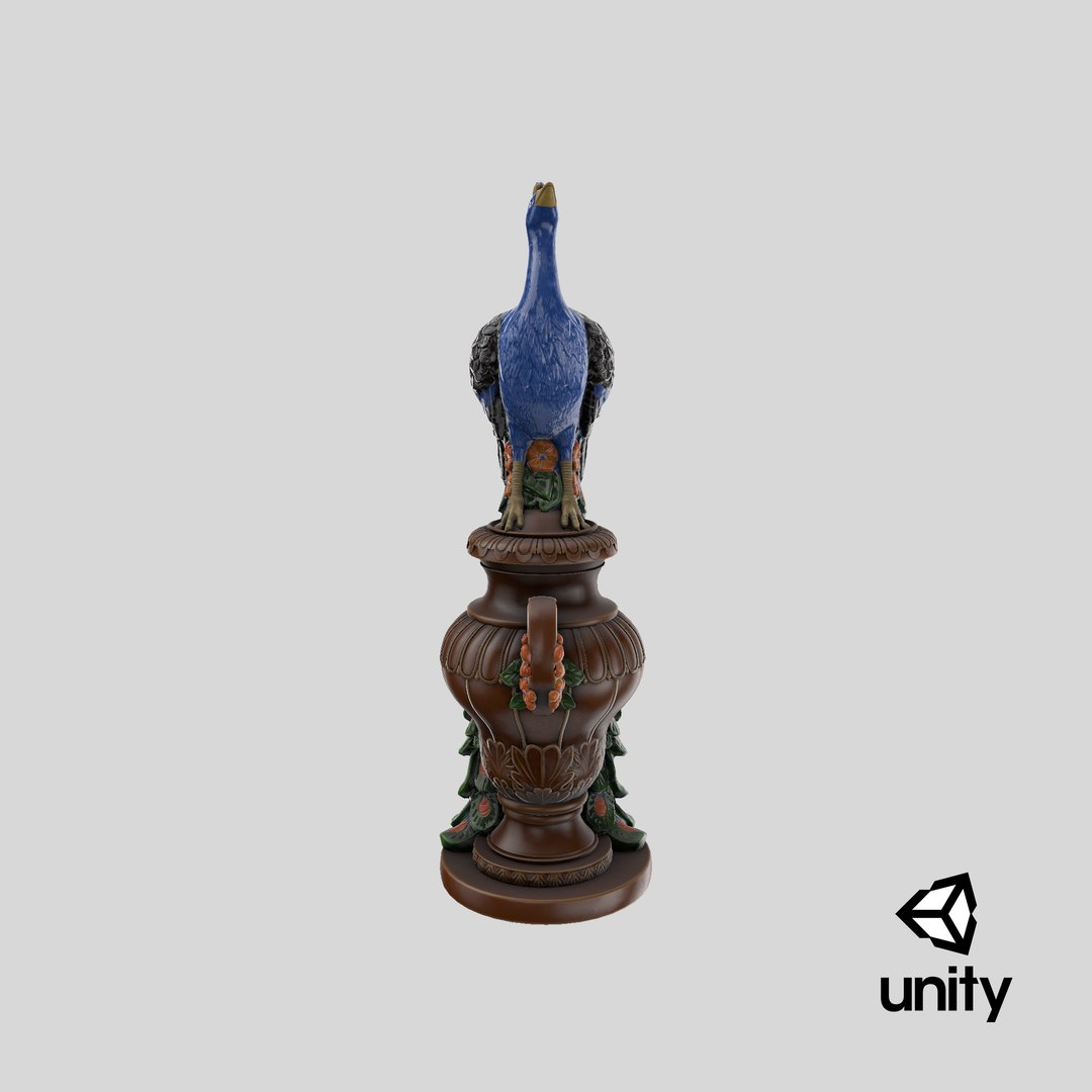 3D Fantasy Painted Peacock Statue Model - TurboSquid 2027782