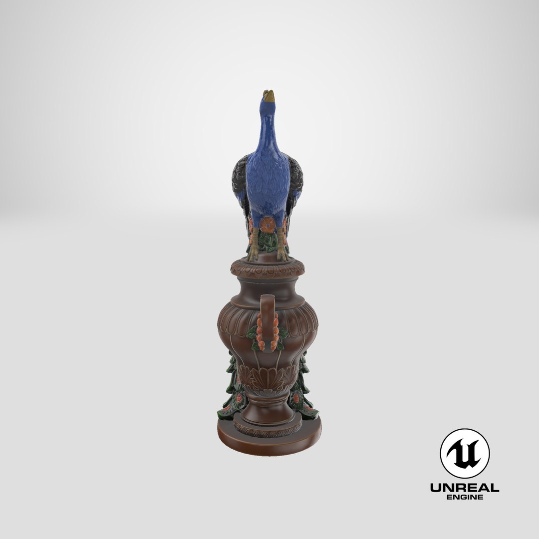 3D Fantasy Painted Peacock Statue Model - TurboSquid 2027782