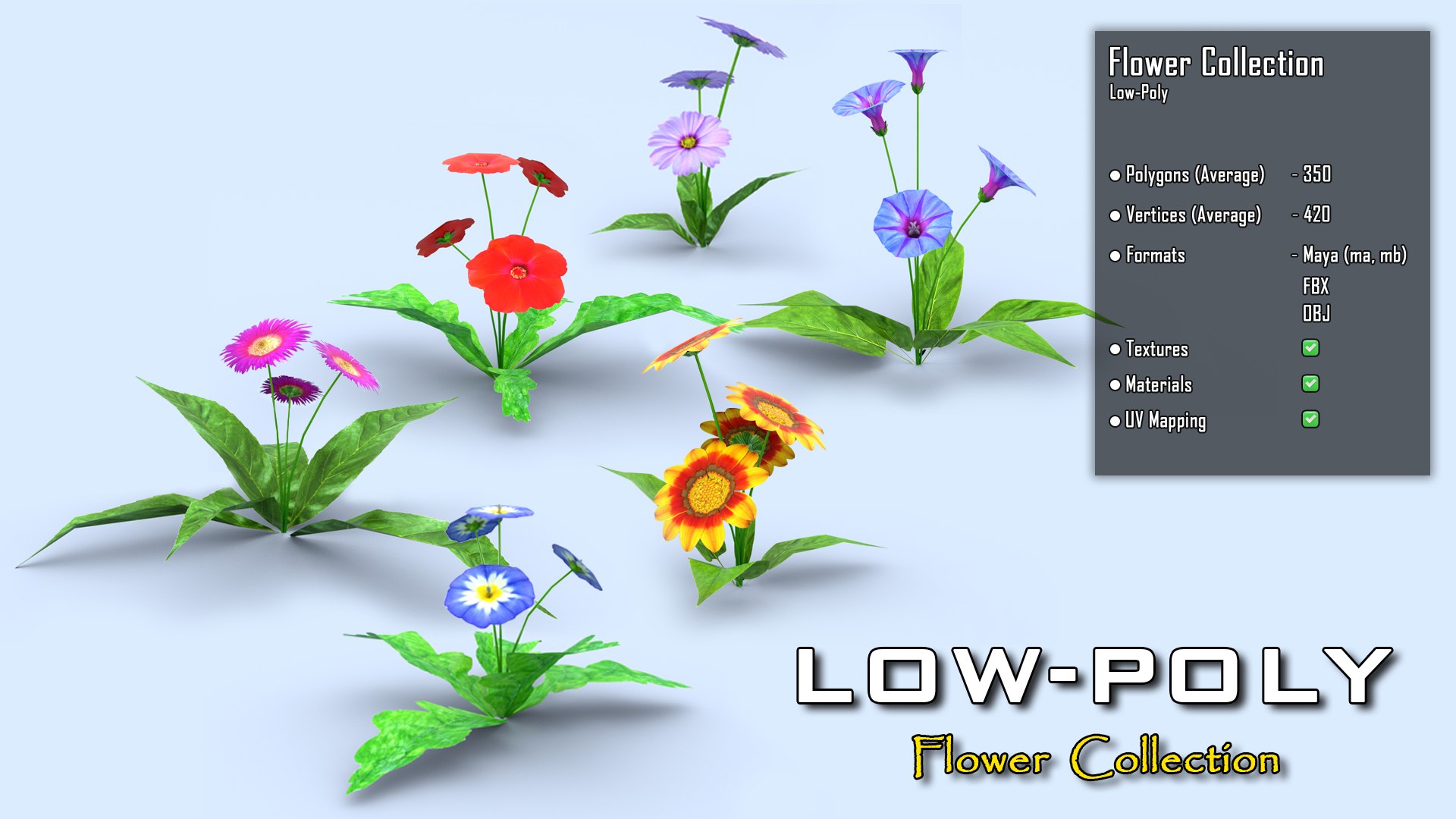 6 Low Poly Flowers Collection 2 Low-poly 3D Model 3D Model - TurboSquid ...