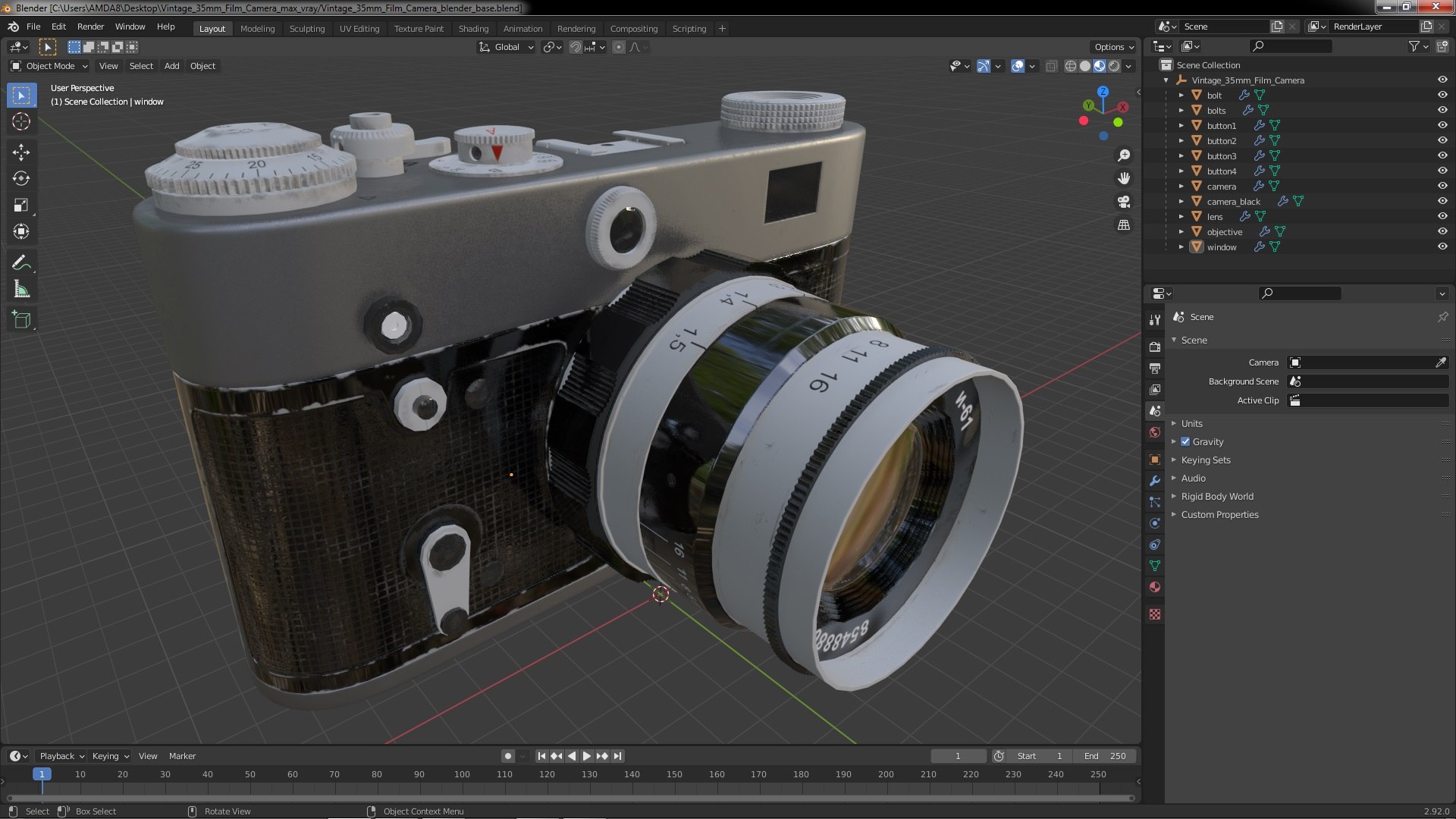 3D Vintage 35mm Film Camera - TurboSquid 2139426