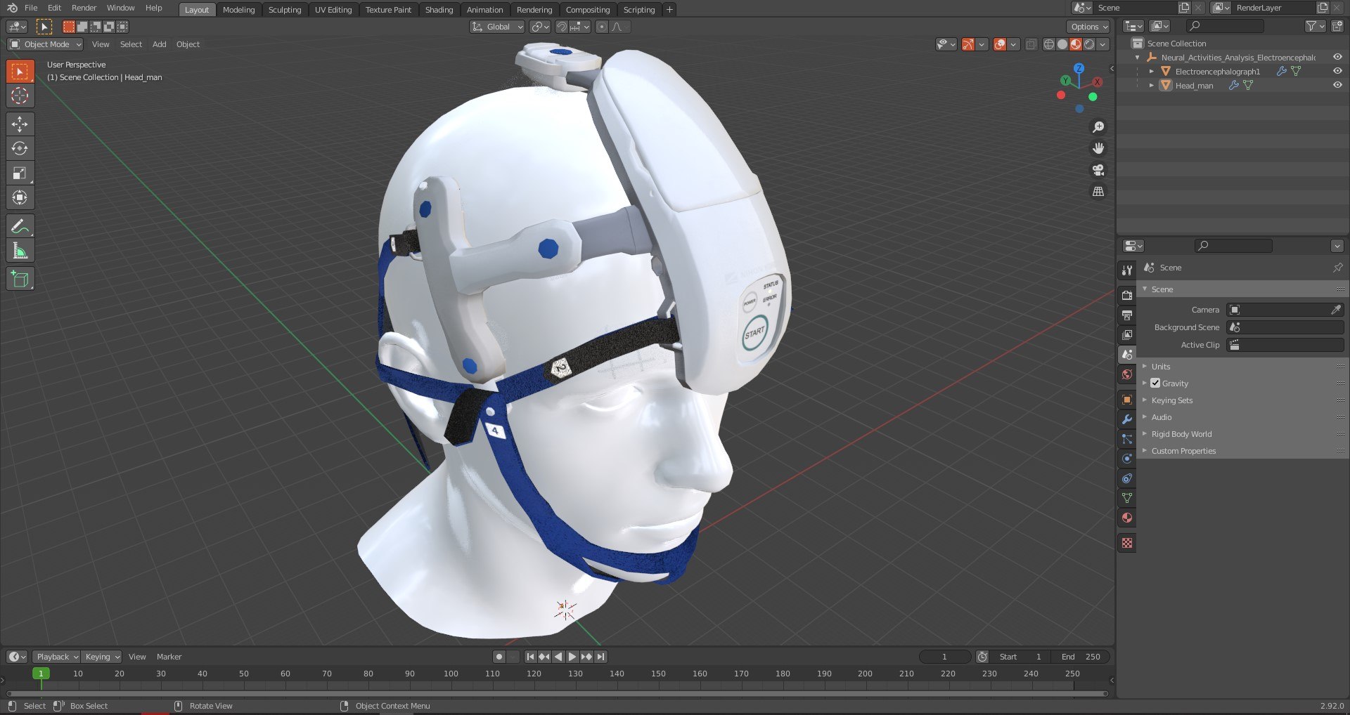 3D Neural Activities Analysis Electroencephalography EEG Headset ...