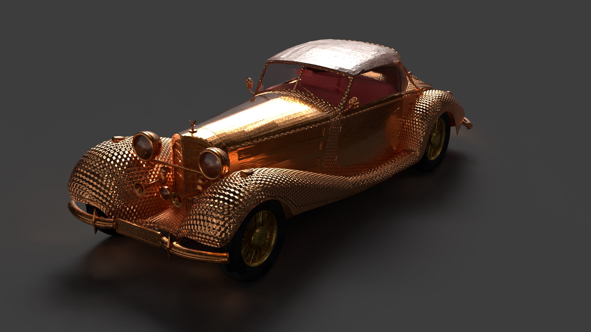 Golden Vintage Car 3D Model - TurboSquid 2348002