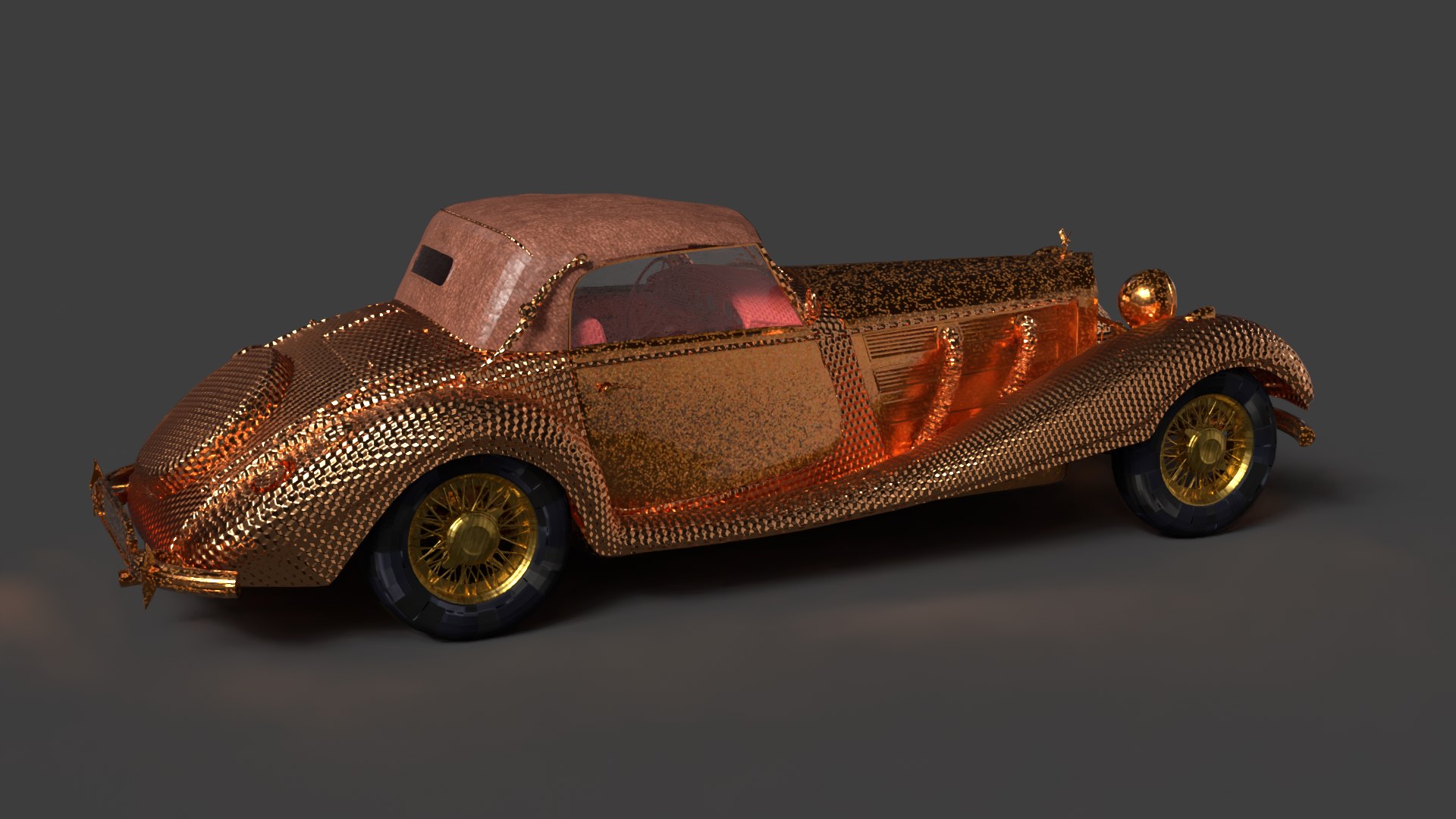 Golden Vintage Car 3D Model - TurboSquid 2348002