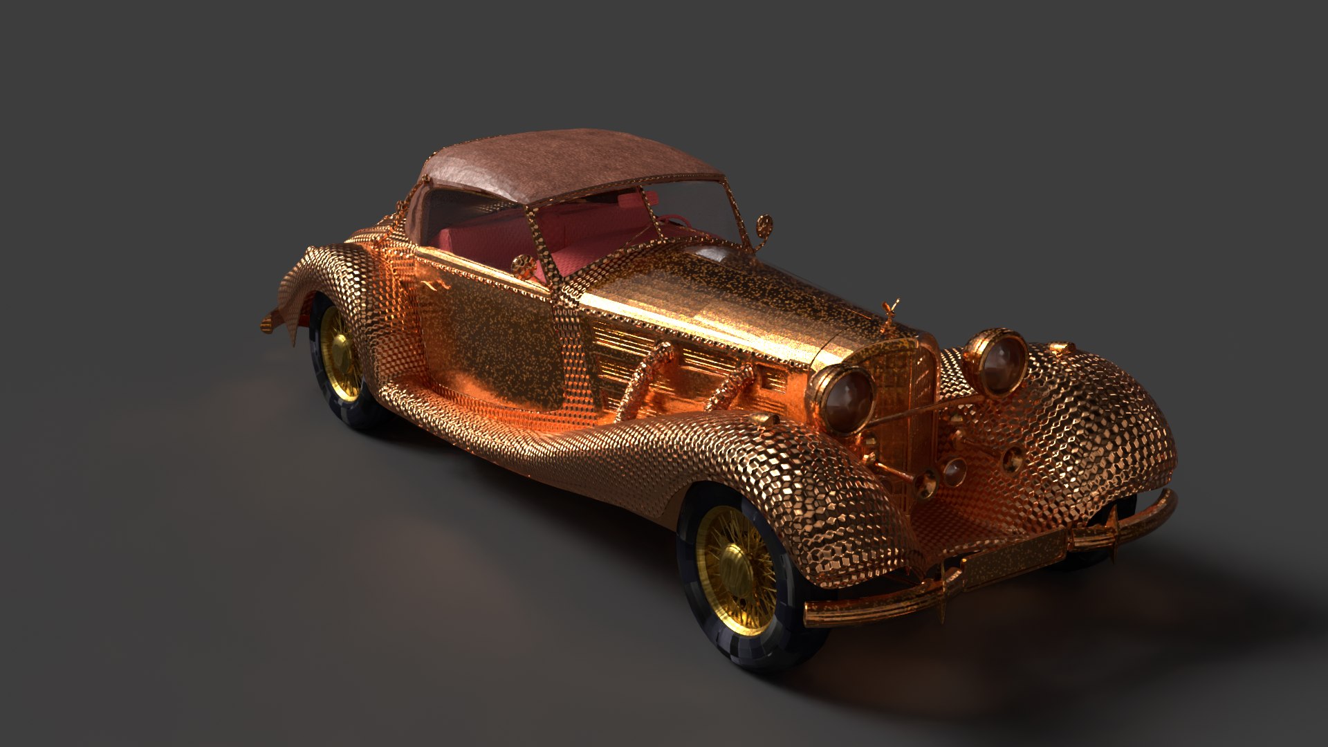 Golden Vintage Car 3D Model - TurboSquid 2348002