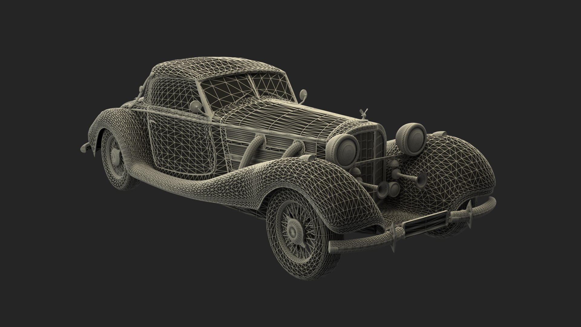Golden Vintage Car 3D Model - TurboSquid 2348002