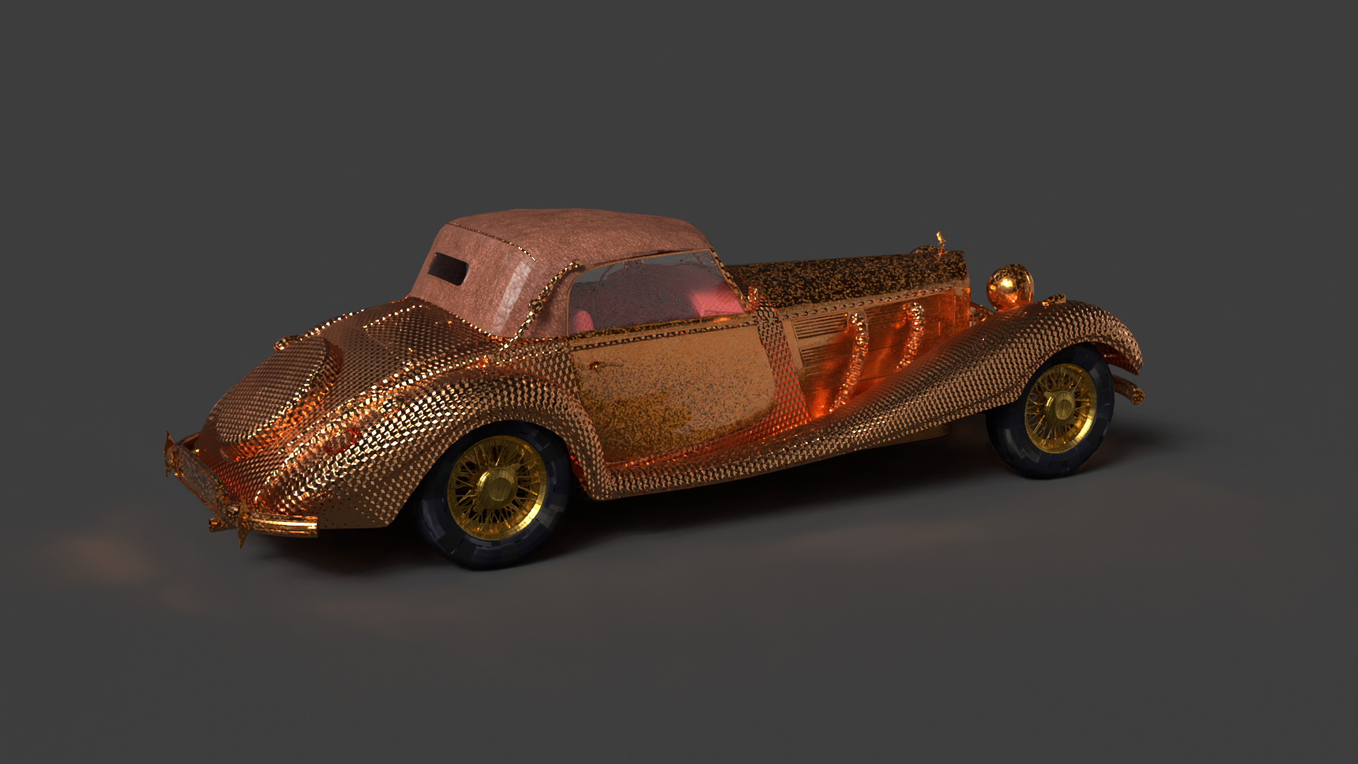 Golden Vintage Car 3D Model - TurboSquid 2348002