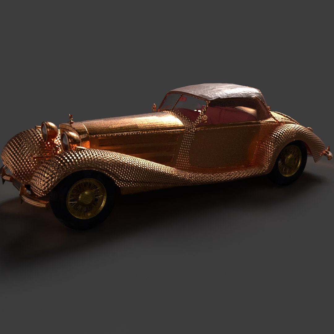 Golden Vintage Car 3D Model - TurboSquid 2348002
