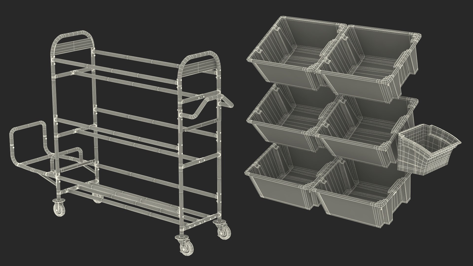 3D Tote Picking Cart with Angled Shelves Rubbermaid model - TurboSquid ...