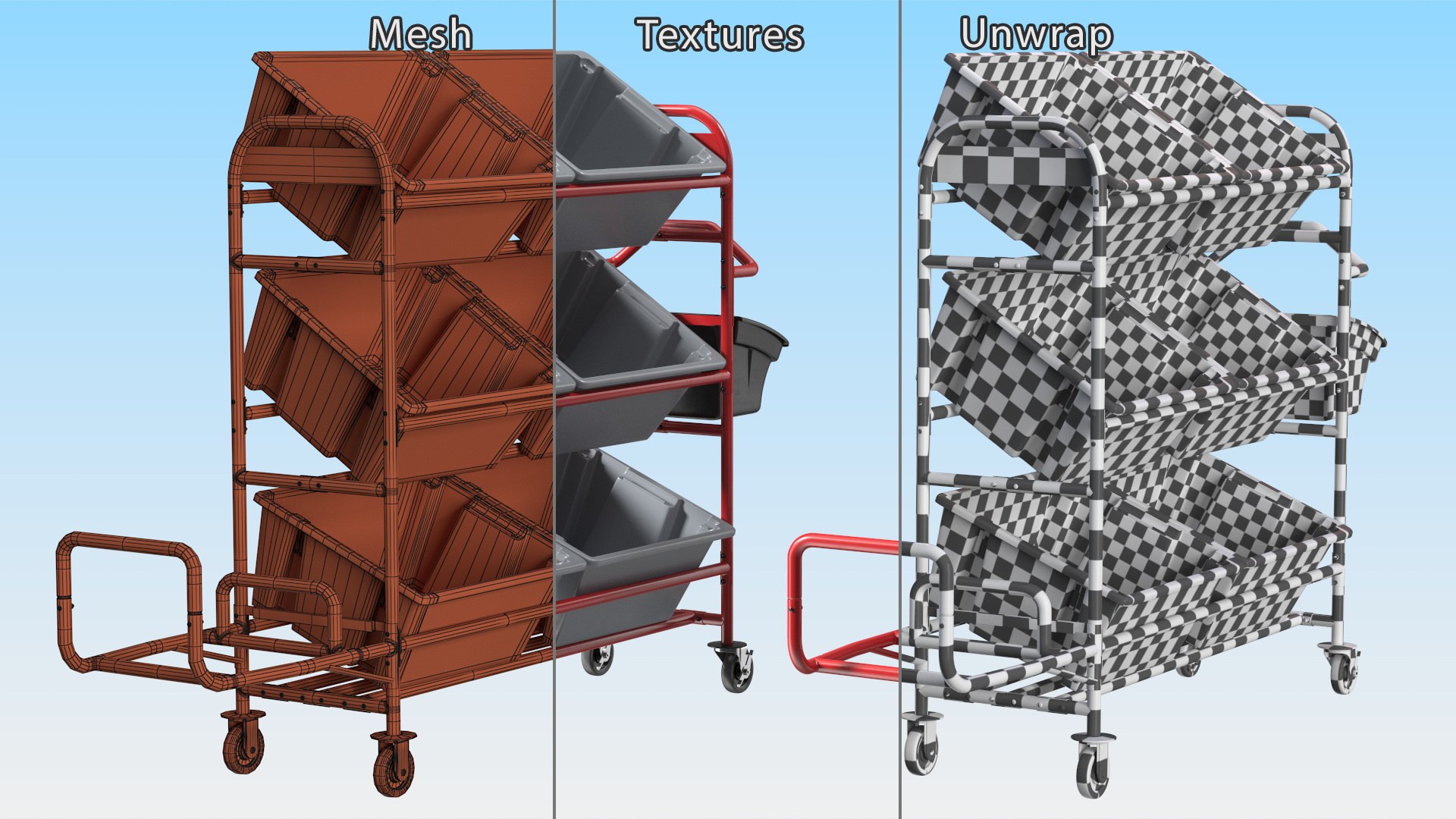 3D Tote Picking Cart with Angled Shelves Rubbermaid model - TurboSquid 2070392