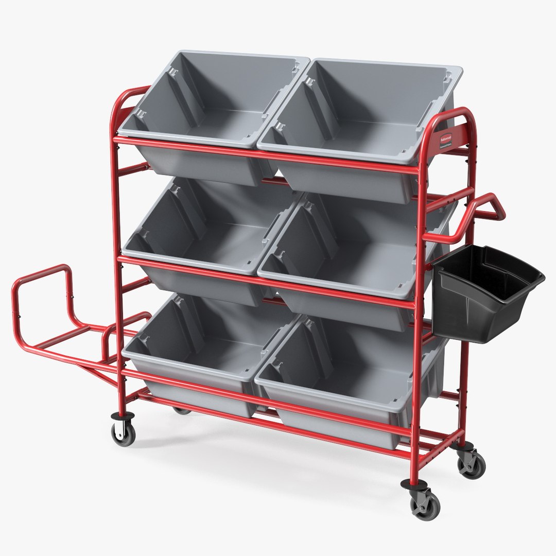 3D Tote Picking Cart with Angled Shelves Rubbermaid model - TurboSquid ...
