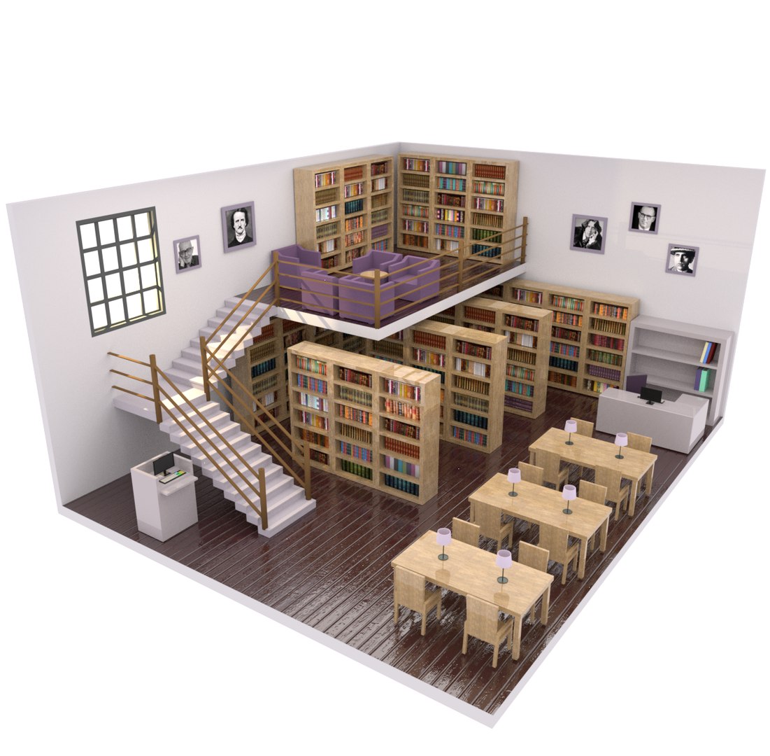 3d Library Isometric