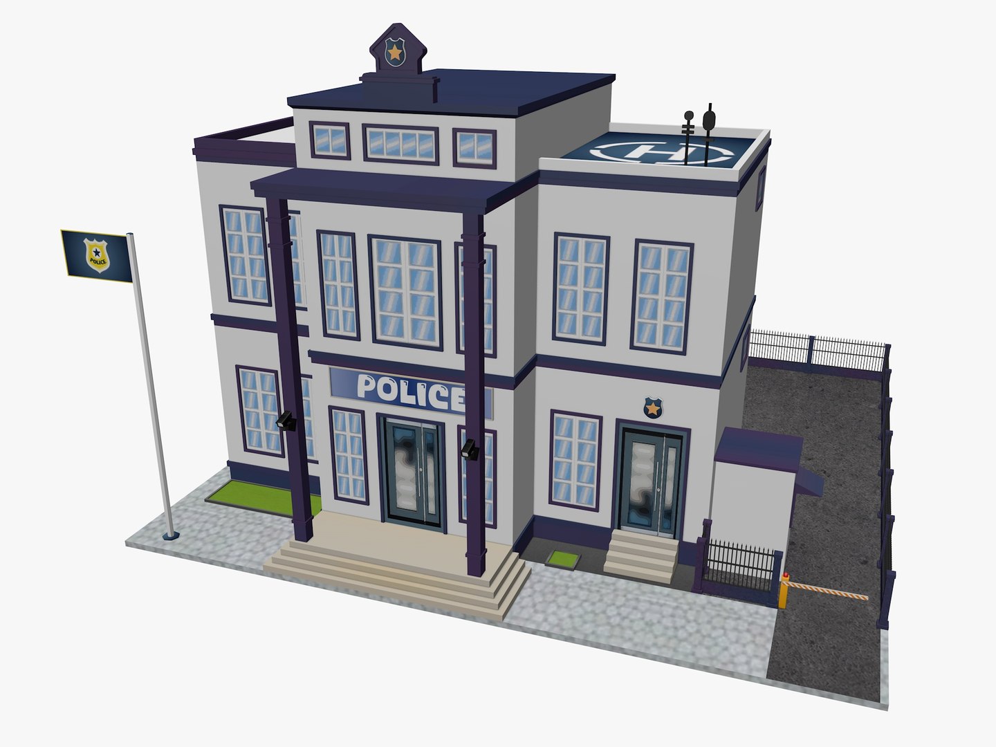 3D Cartoon Police Station - TurboSquid 2220621