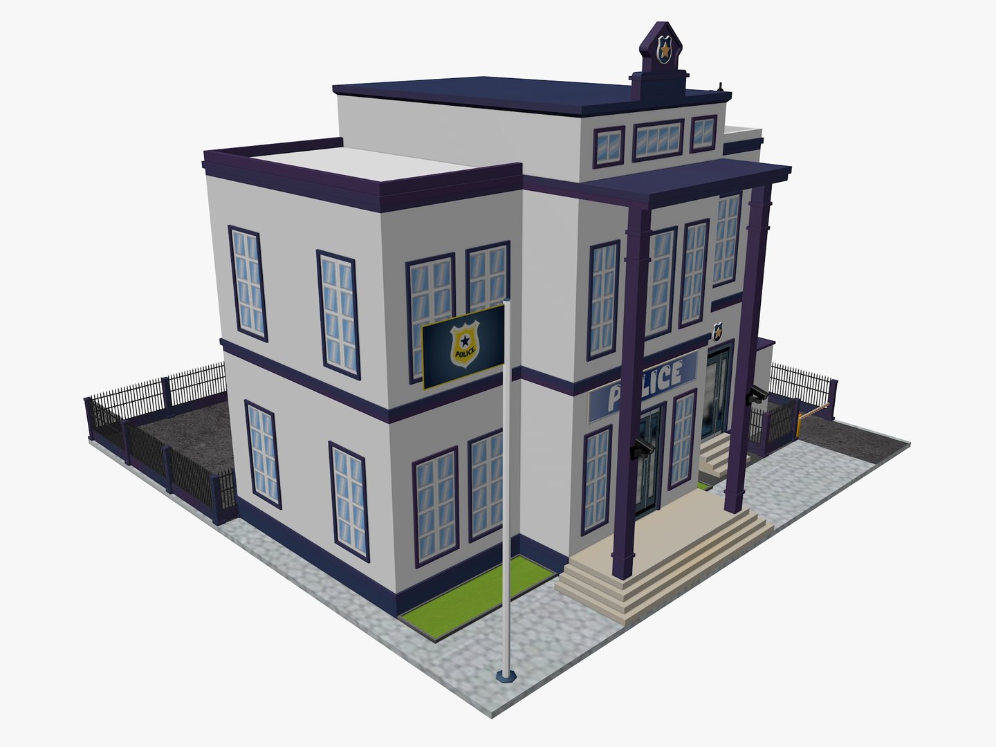 3D Cartoon Police Station - TurboSquid 2220621