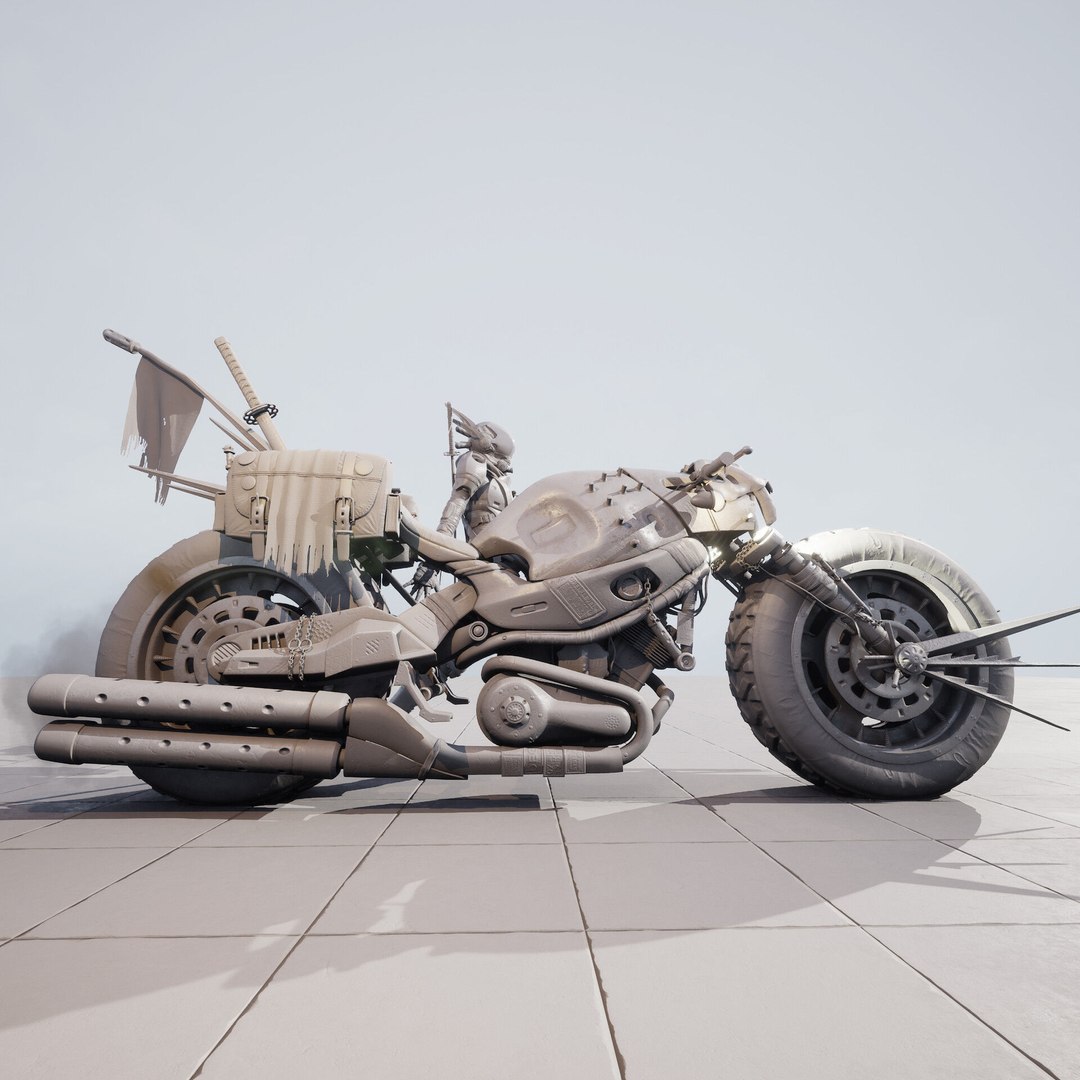 3D Motorcycle Post-Apocalyptic Motorbike 3D Model With Rigs 3D Model ...