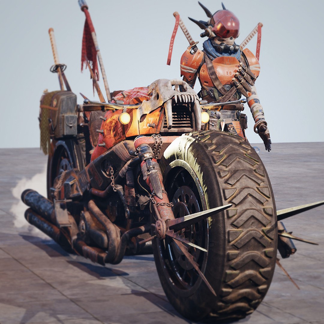 3D Motorcycle Post-Apocalyptic Motorbike 3D Model With Rigs 3D Model ...