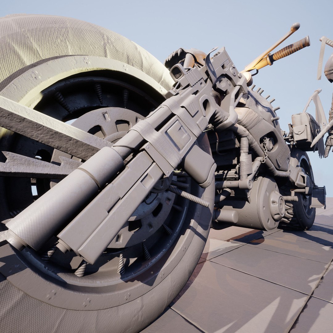3D Motorcycle Post-Apocalyptic Motorbike 3D Model With Rigs 3D Model ...