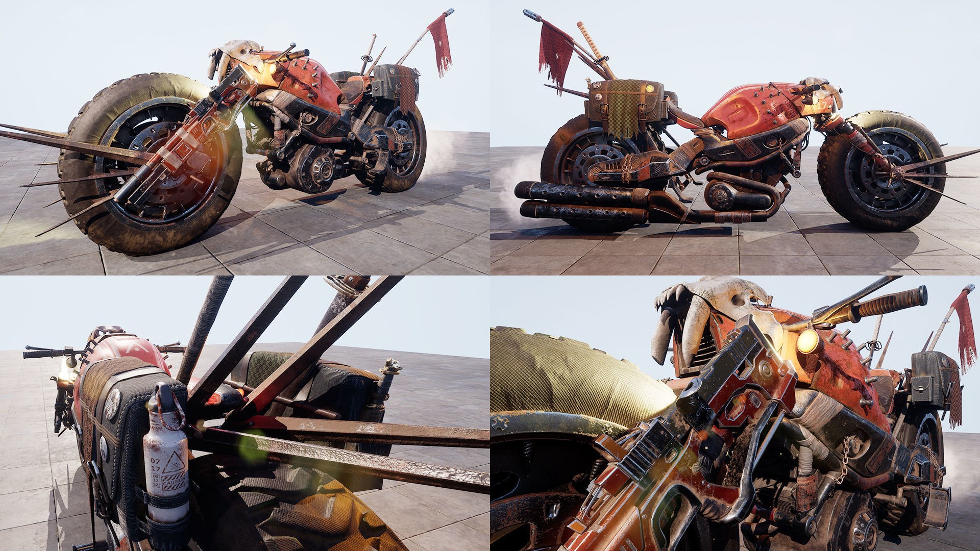 3D Motorcycle Post-Apocalyptic Motorbike 3D Model With Rigs 3D Model ...