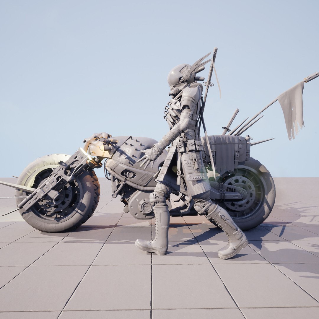 3D Motorcycle Post-Apocalyptic Motorbike 3D Model With Rigs 3D Model ...