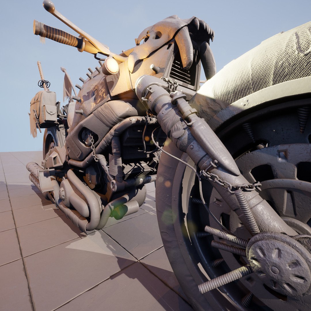 3D Motorcycle Post-Apocalyptic Motorbike 3D Model With Rigs 3D Model ...