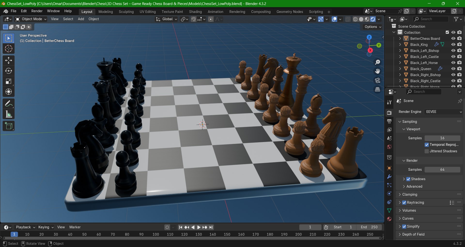 Game Ready Chess Set Low Poly Unity Unreal 3D Model - TurboSquid 2517384