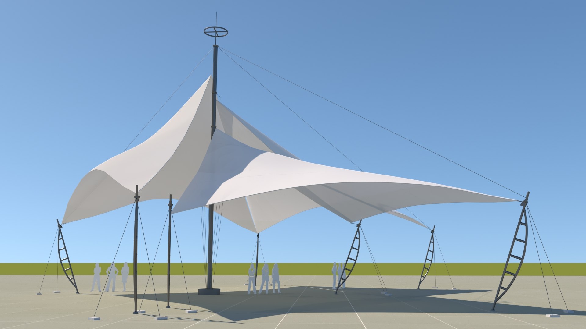 3D Tensile Fabric Steel Structure -4 - TurboSquid 1868286