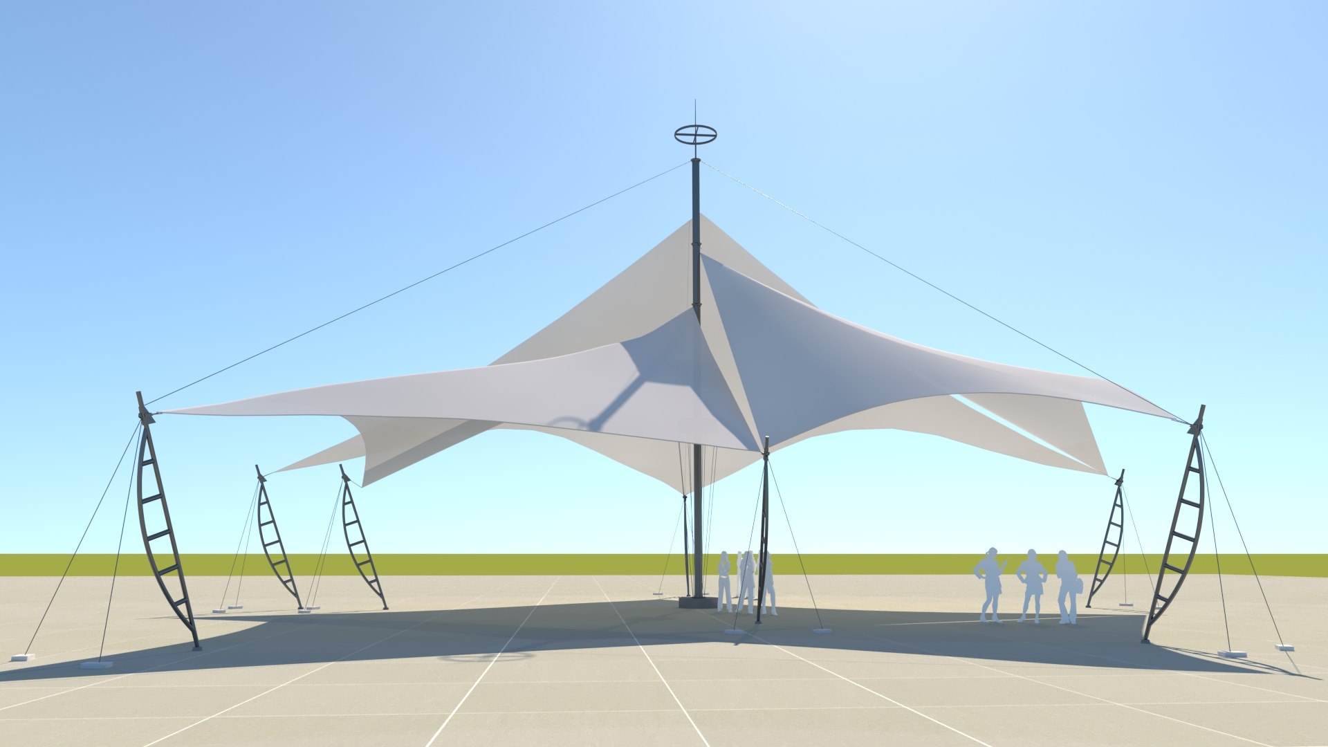 3D Tensile Fabric Steel Structure -4 - TurboSquid 1868286