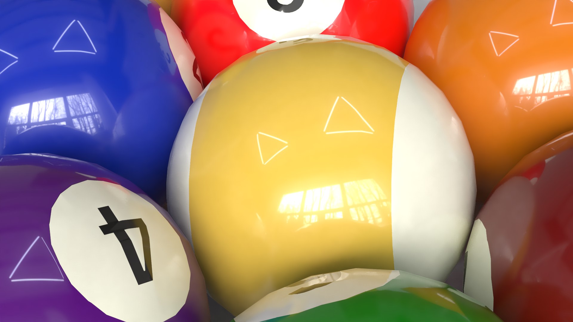 9 Billiards Balls In Random Position With Cue Ball Model - TurboSquid ...