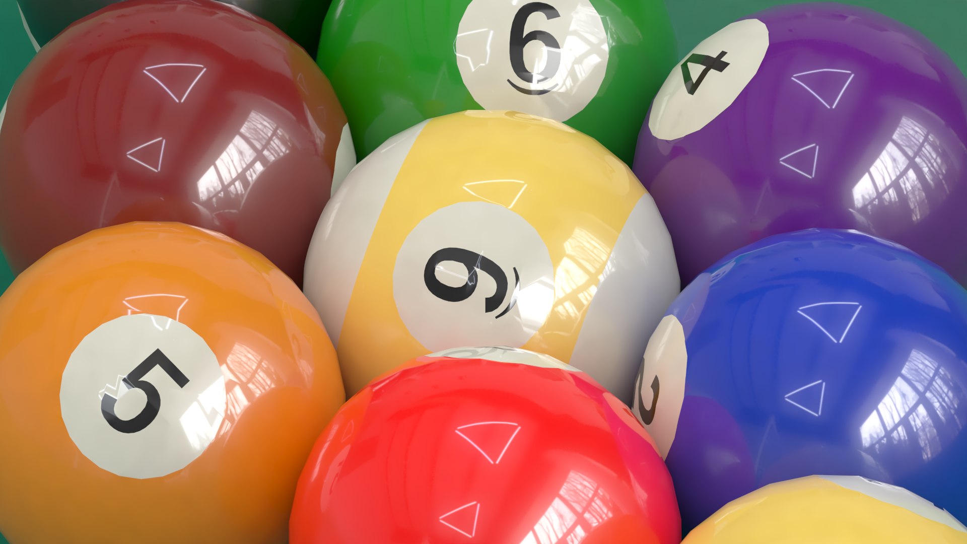 9 Billiards Balls In Random Position With Cue Ball Model - TurboSquid ...