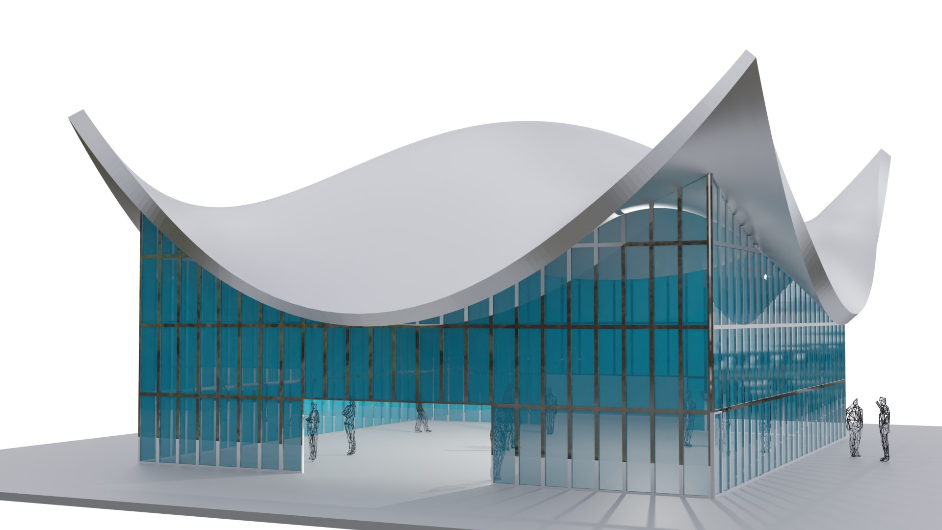 3D Wavy Roof Pavilion 01 Model - TurboSquid 2198060