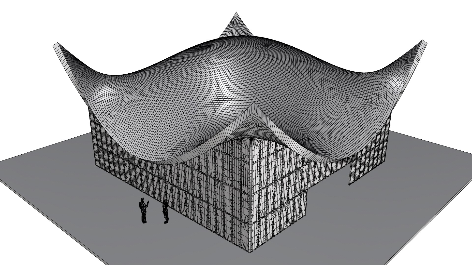 3D Wavy Roof Pavillion 01 Square Model - TurboSquid 2198060