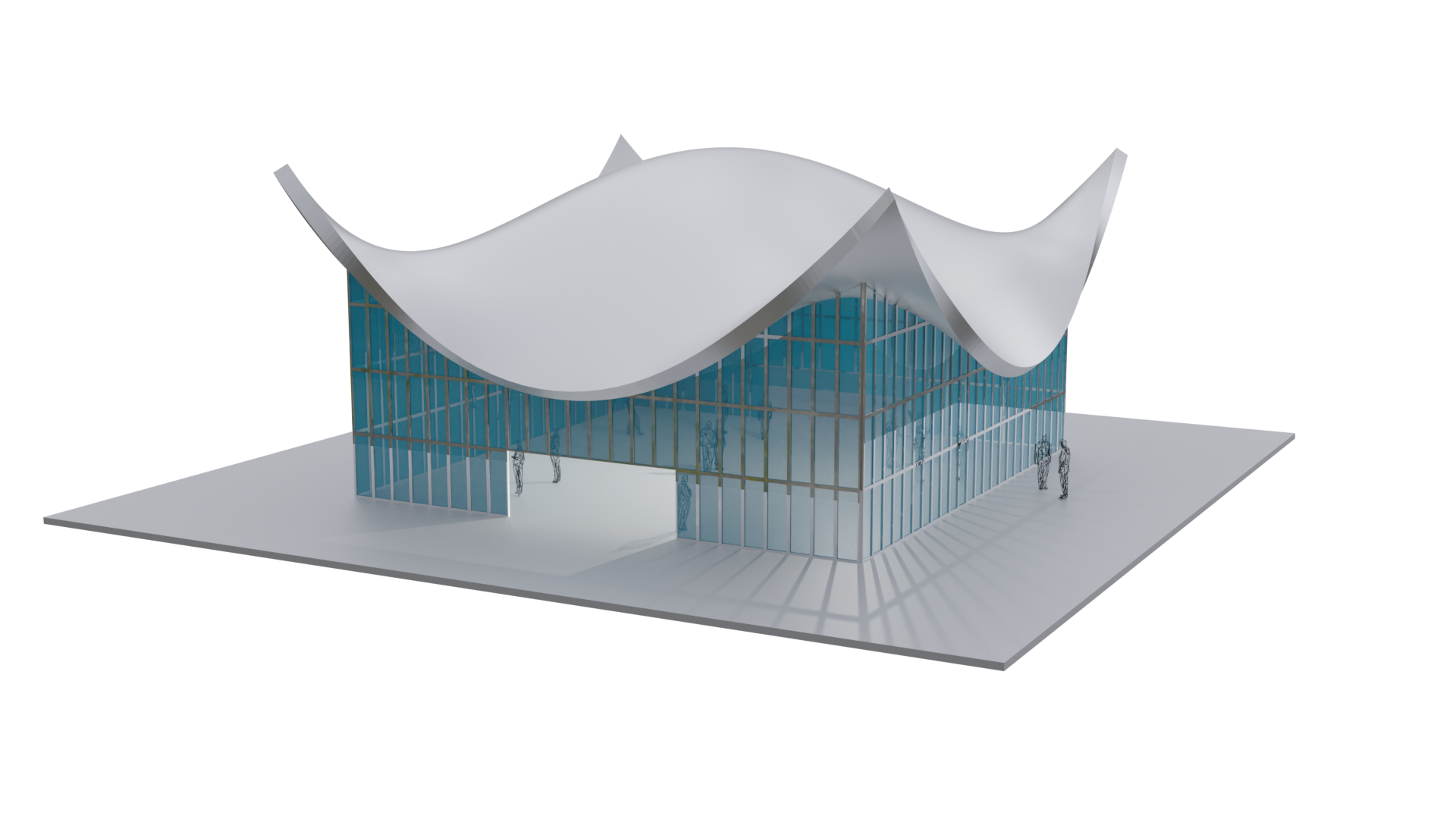 3D Wavy Roof Pavilion 01 Model - TurboSquid 2198060
