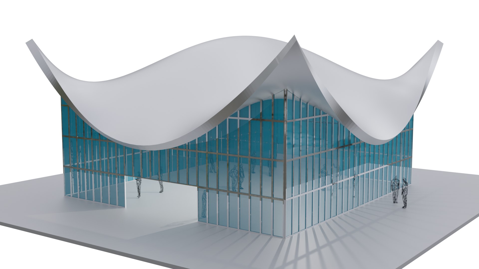 3D Wavy Roof Pavilion 01 Model - TurboSquid 2198060