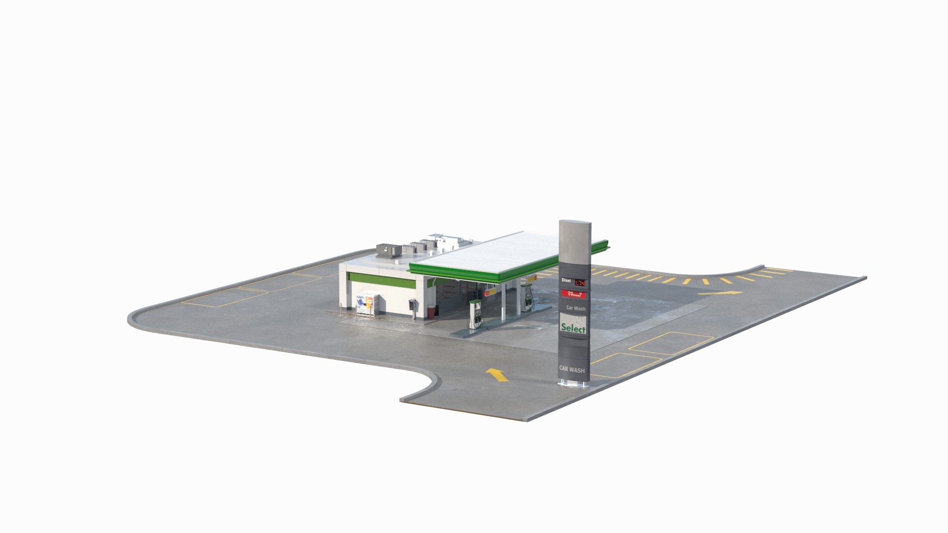 Filling Station Green Small 3D - TurboSquid 2117257