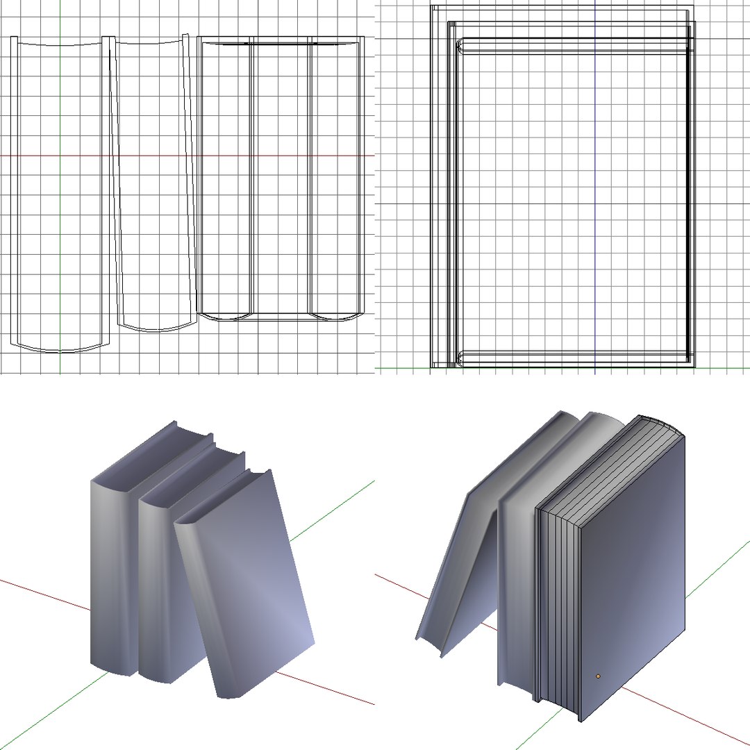 realistic books modeled 3d model