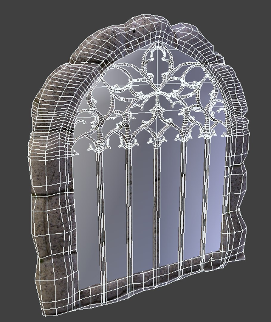 3d stone castle window model