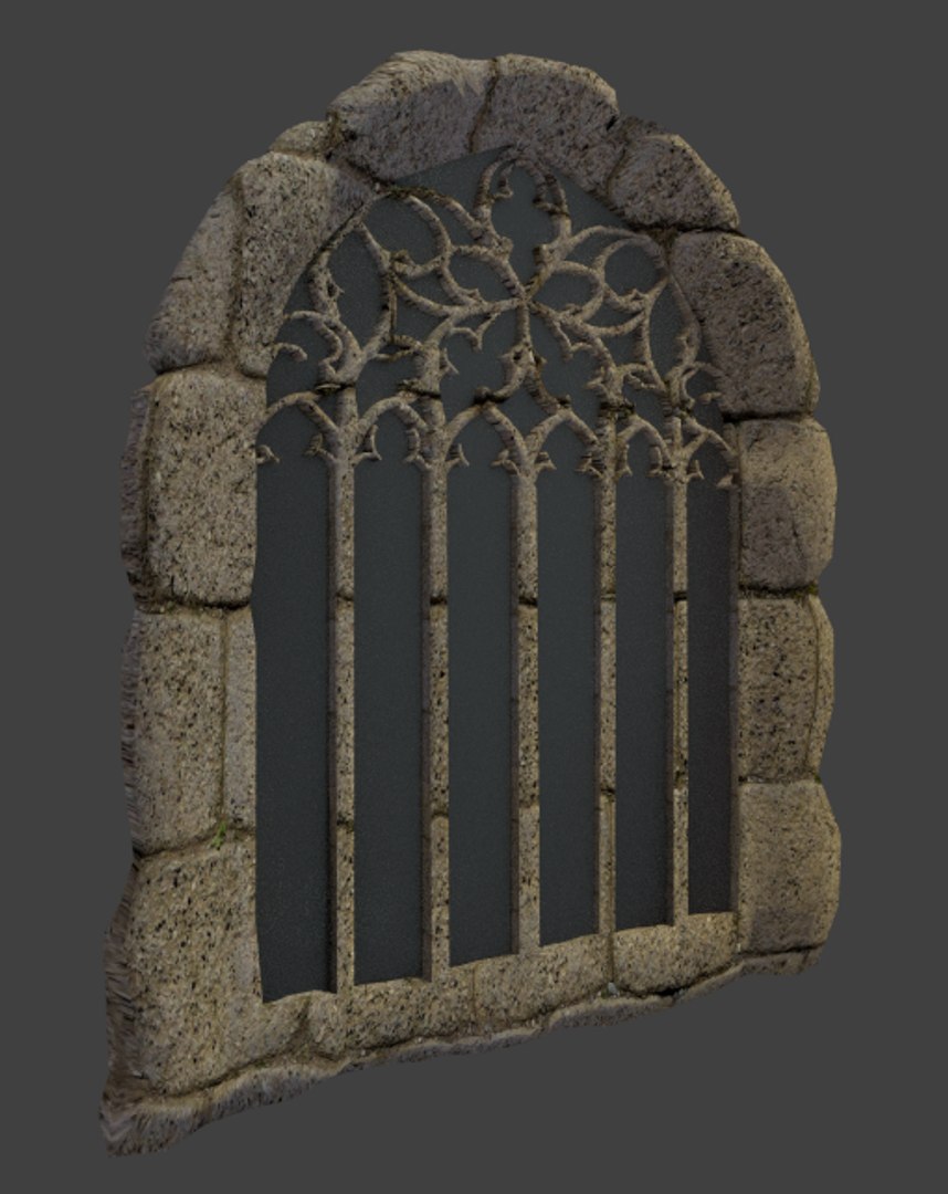 3d stone castle window model