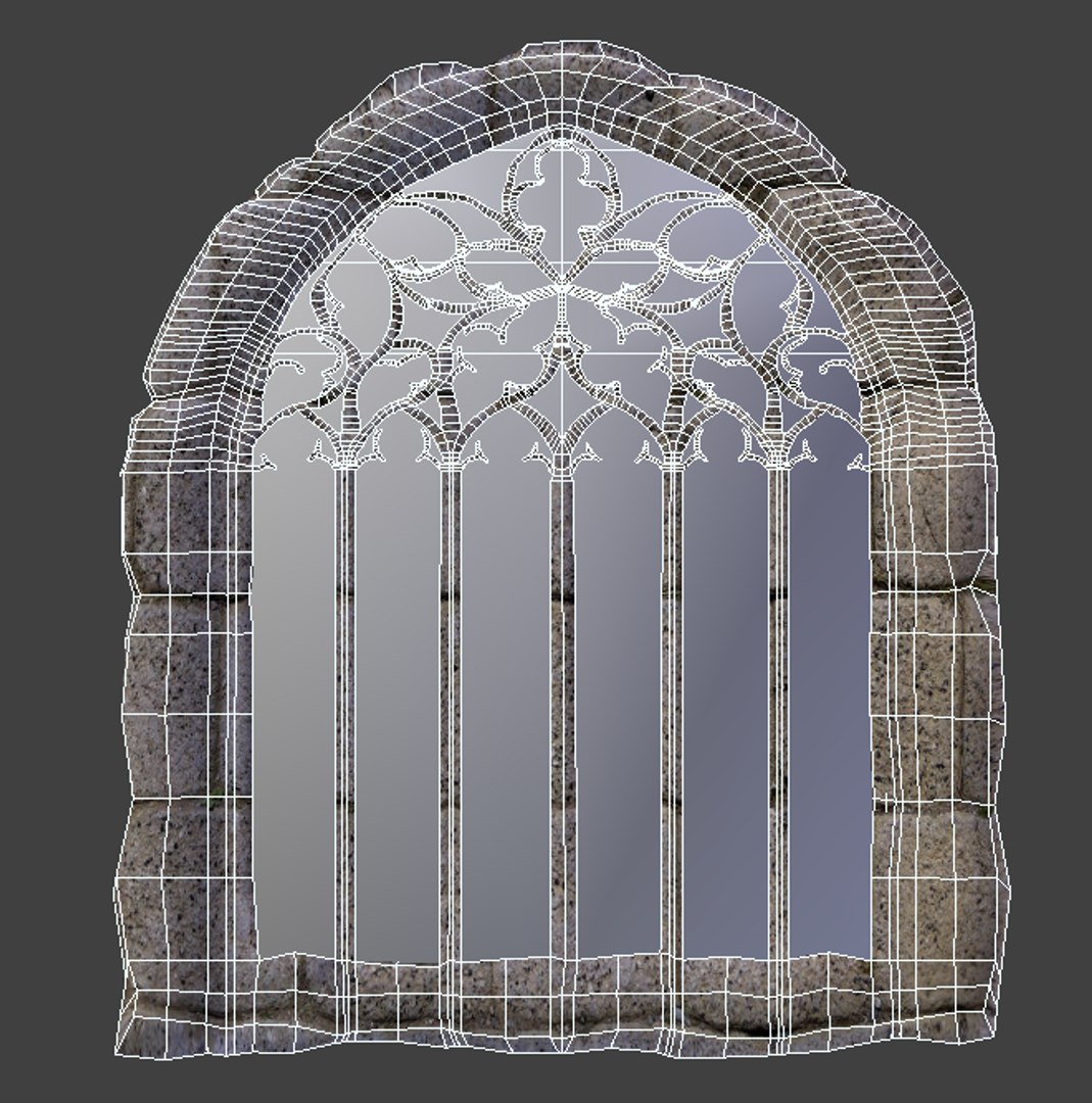 3d stone castle window model