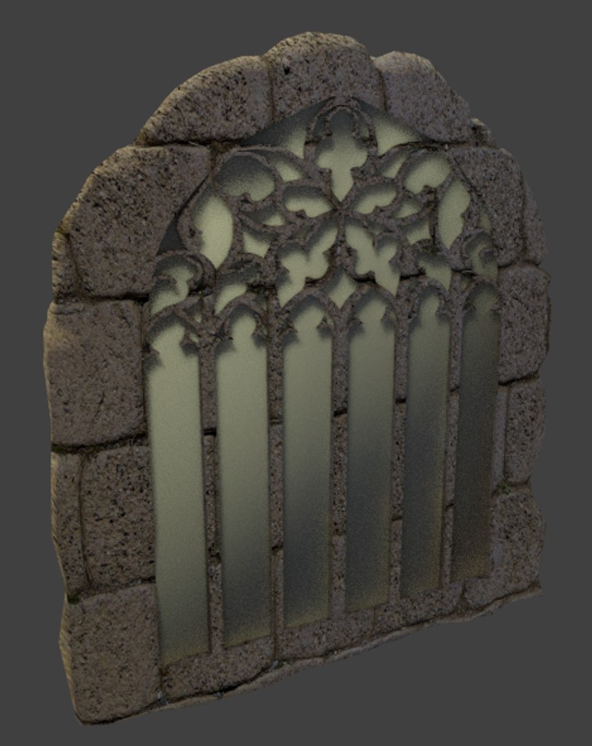 3d stone castle window model