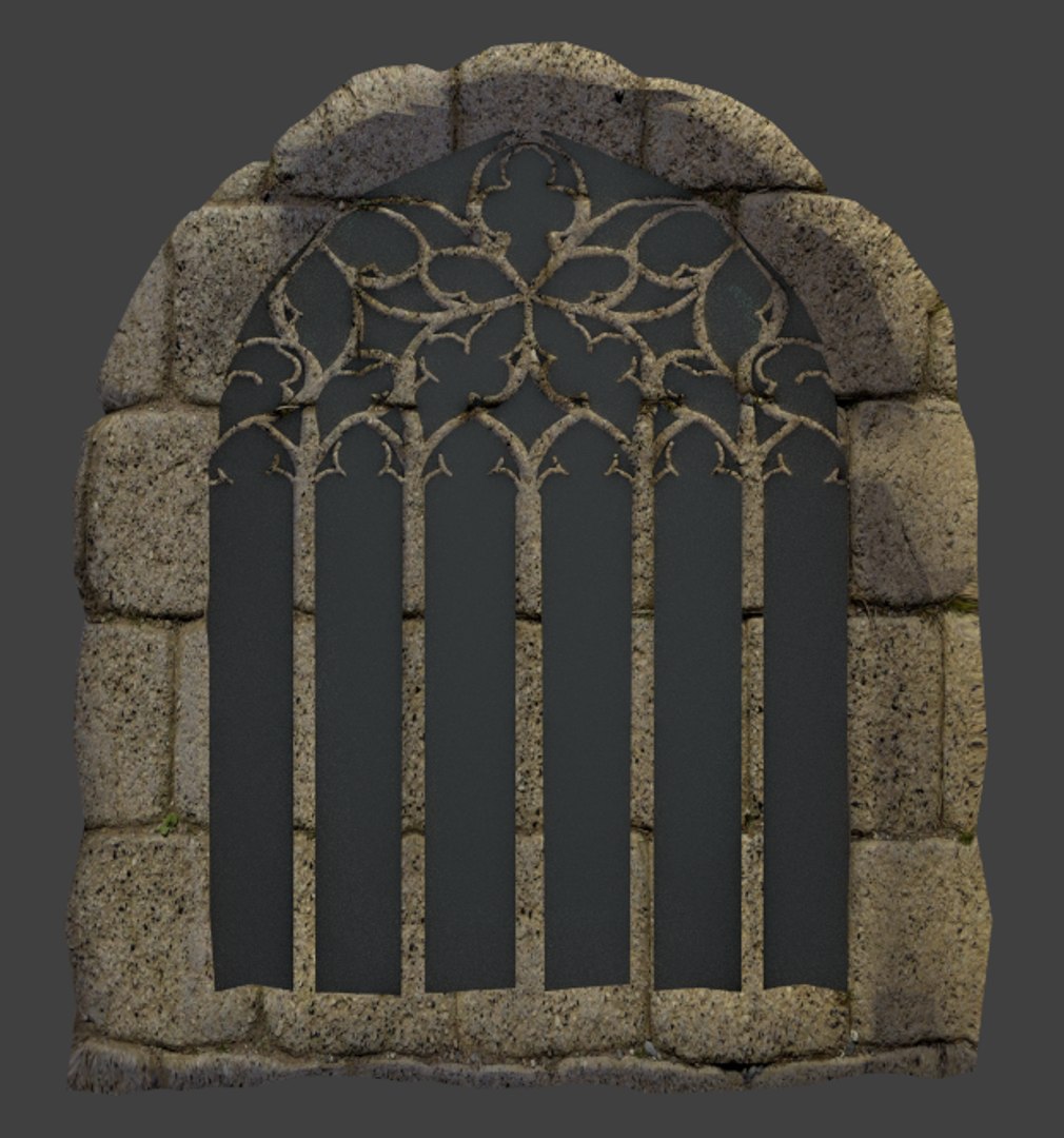 3d stone castle window model