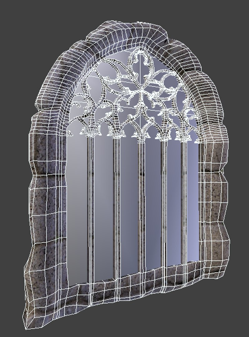 3d stone castle window model