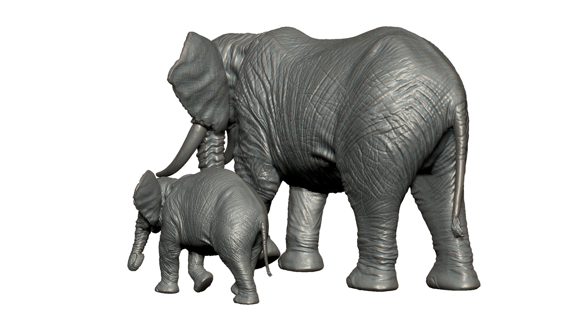 Elephant Mother And Calf 3D Model - TurboSquid 2283486