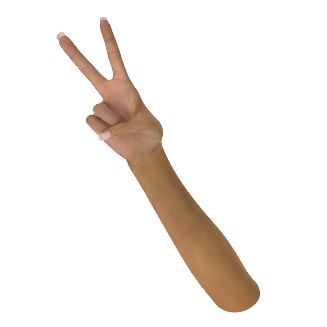 Female Hand Peace Gesture 3d Ma