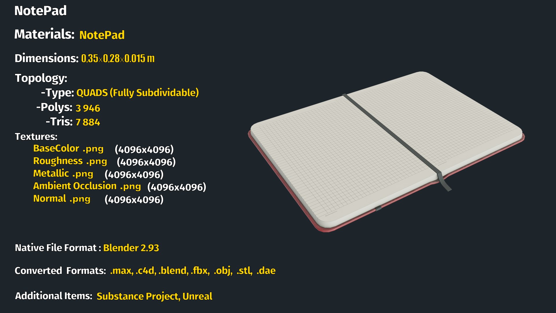 Notepad 3D model - TurboSquid 1776562