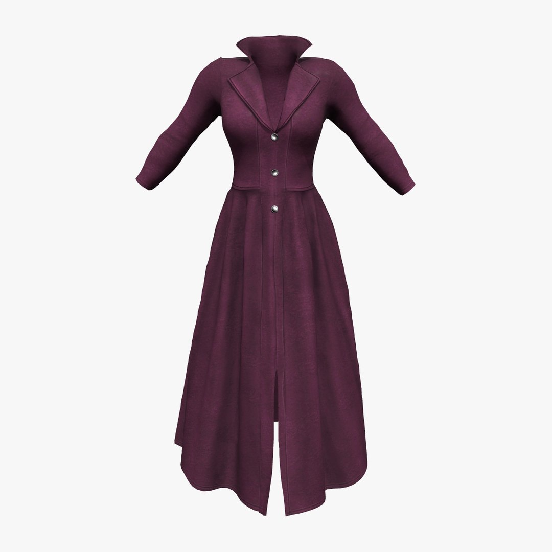 3D Ladies Long Coat - TurboSquid 1905389