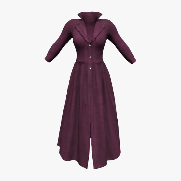 3D Ladies Long Coat - TurboSquid 1905389