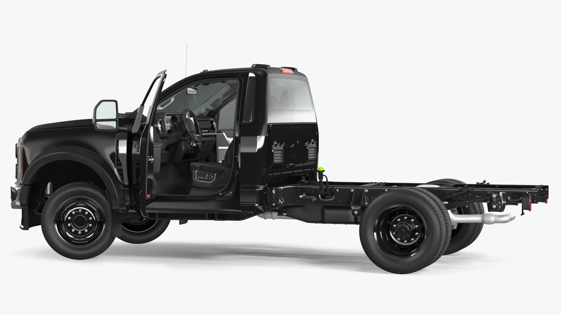 Two Doors Chassis Cab Black Rigged 3D model - TurboSquid 2088901