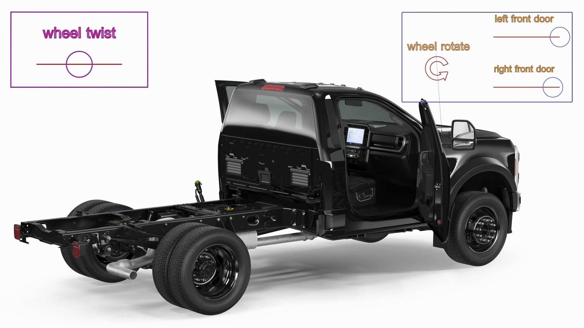 Two Doors Chassis Cab Black Rigged 3D model - TurboSquid 2088901