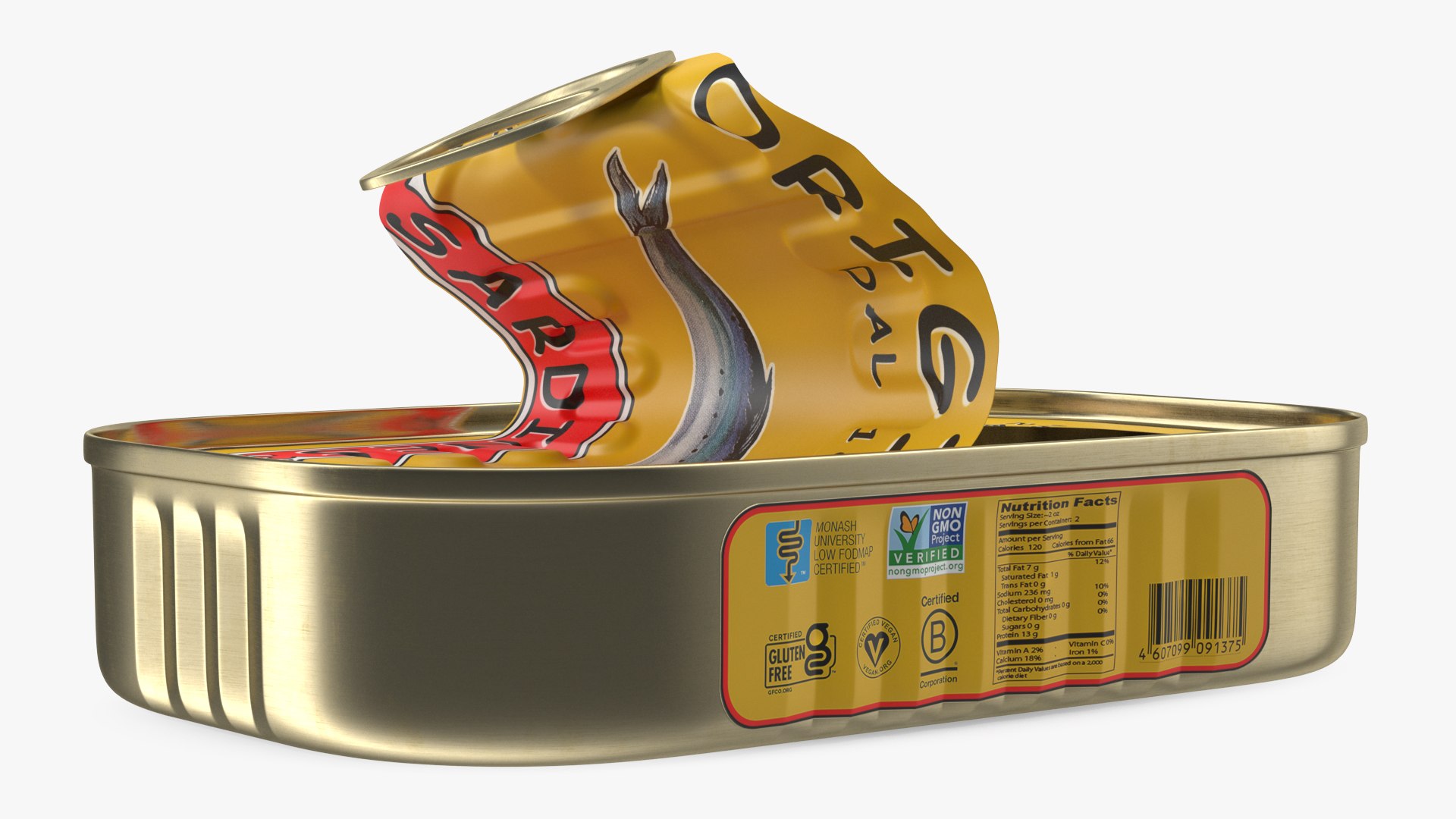 3D Half Open Empty Rectangular Sardine Tin Can - TurboSquid 1799402