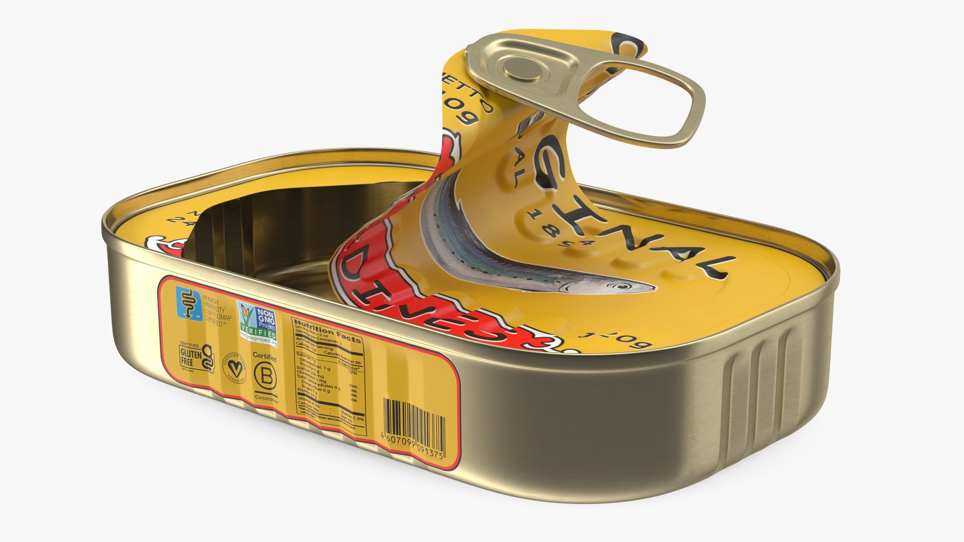 3D Half Open Empty Rectangular Sardine Tin Can - TurboSquid 1799402
