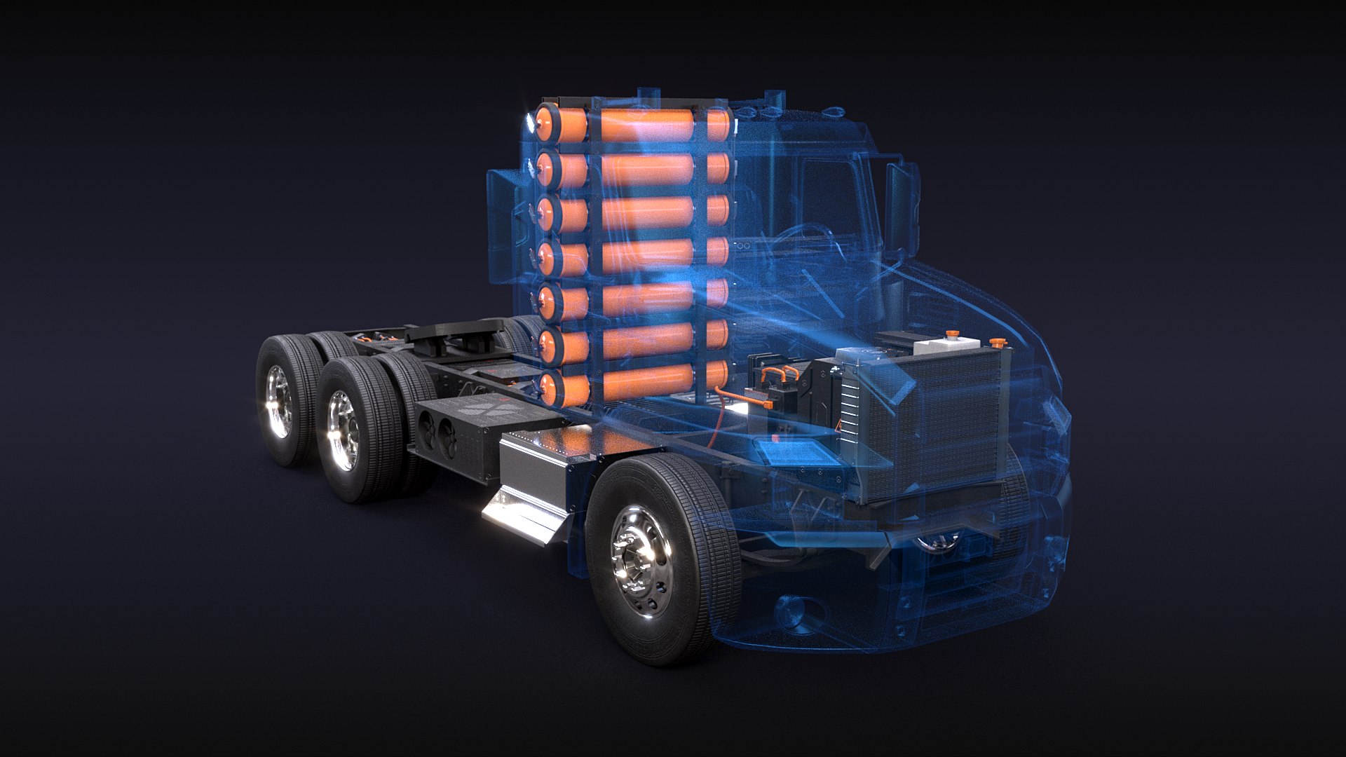 Hydrogen Semi-Truck Chassis X-Ray Model - TurboSquid 2127973